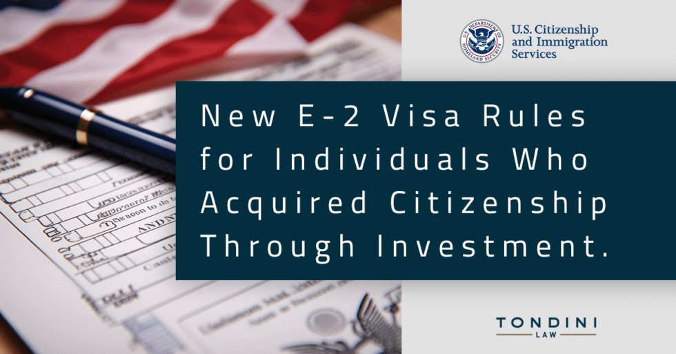 E-2 Visa Rules for Individuals for Citizenship Through Investment